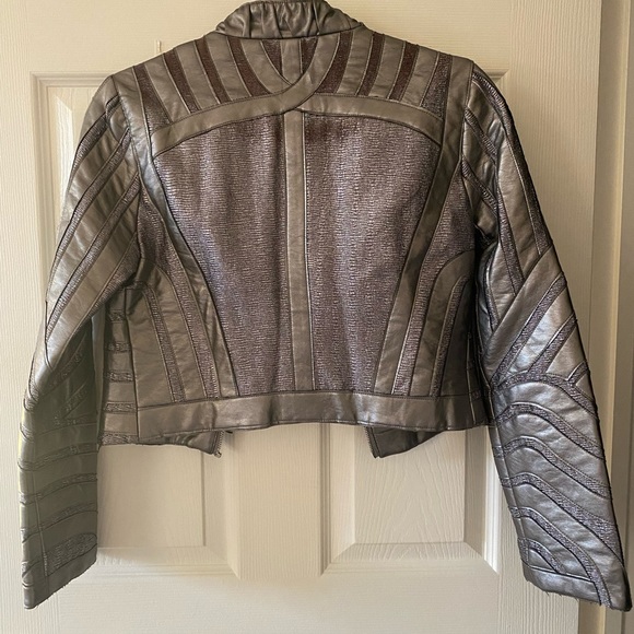 bebe | Jackets & Coats | Bebe Silver Metallic Jacket | Poshmark